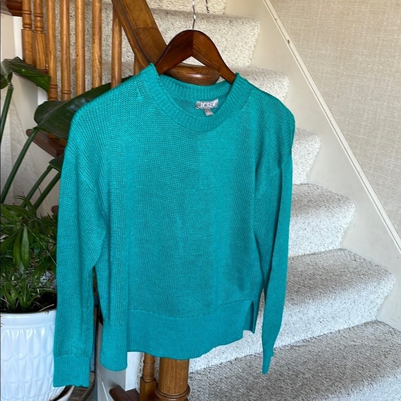J. Crew | Sweaters | J Crew Teal Linen Knit Sweater | Poshmark